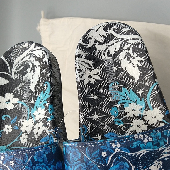 Johnny Was | Shoes | Johnny Was Sz 9 Pool Slides Sandals Blue Phoenix ...